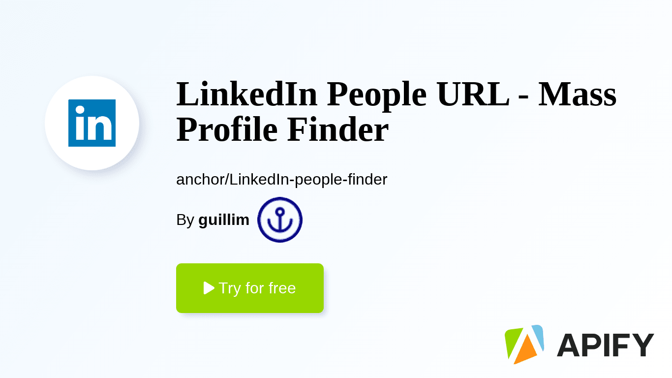 LinkedIn Profile URL People Finder · Apify