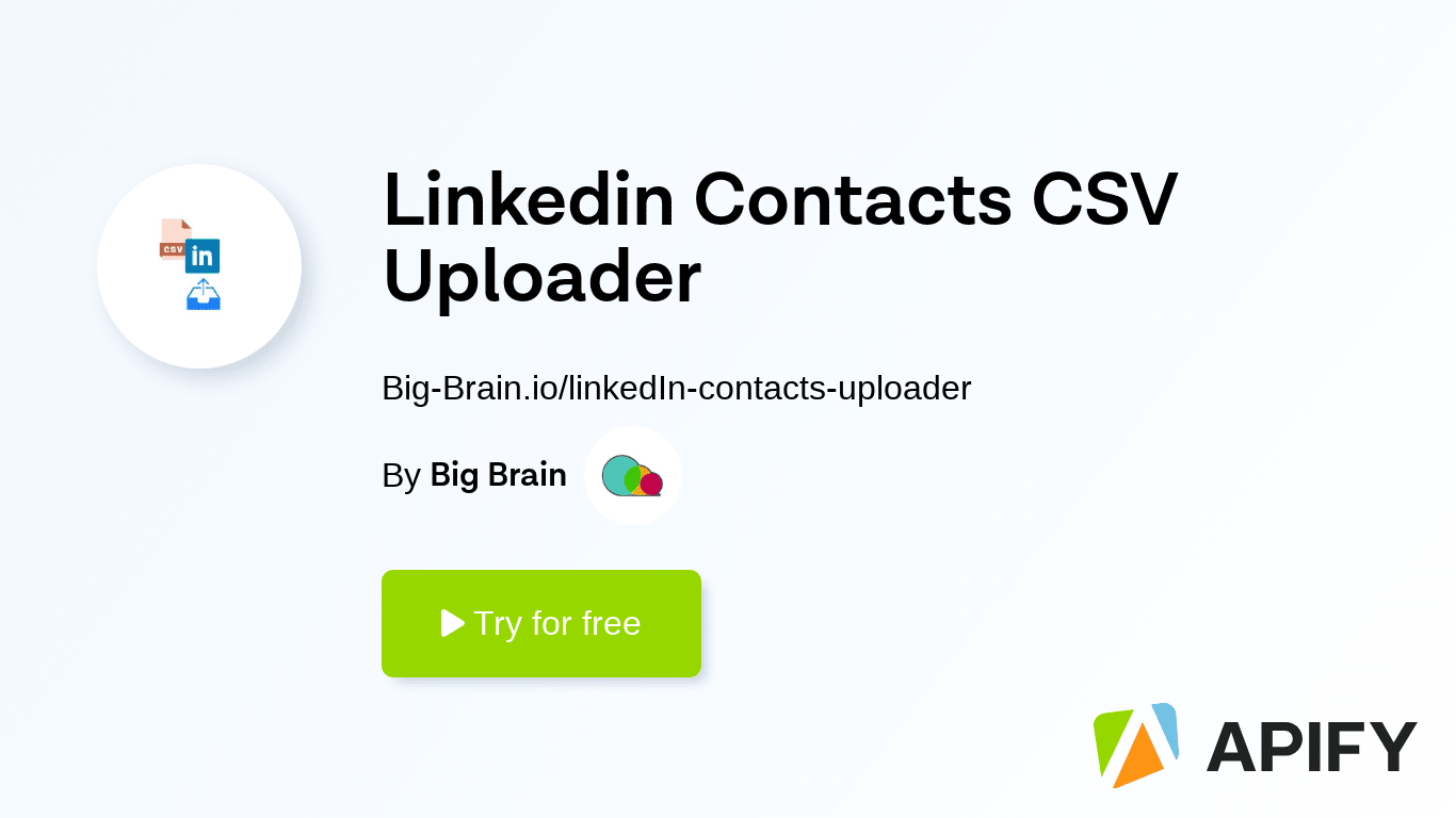 Linkedin Contacts CSV Uploader · Apify