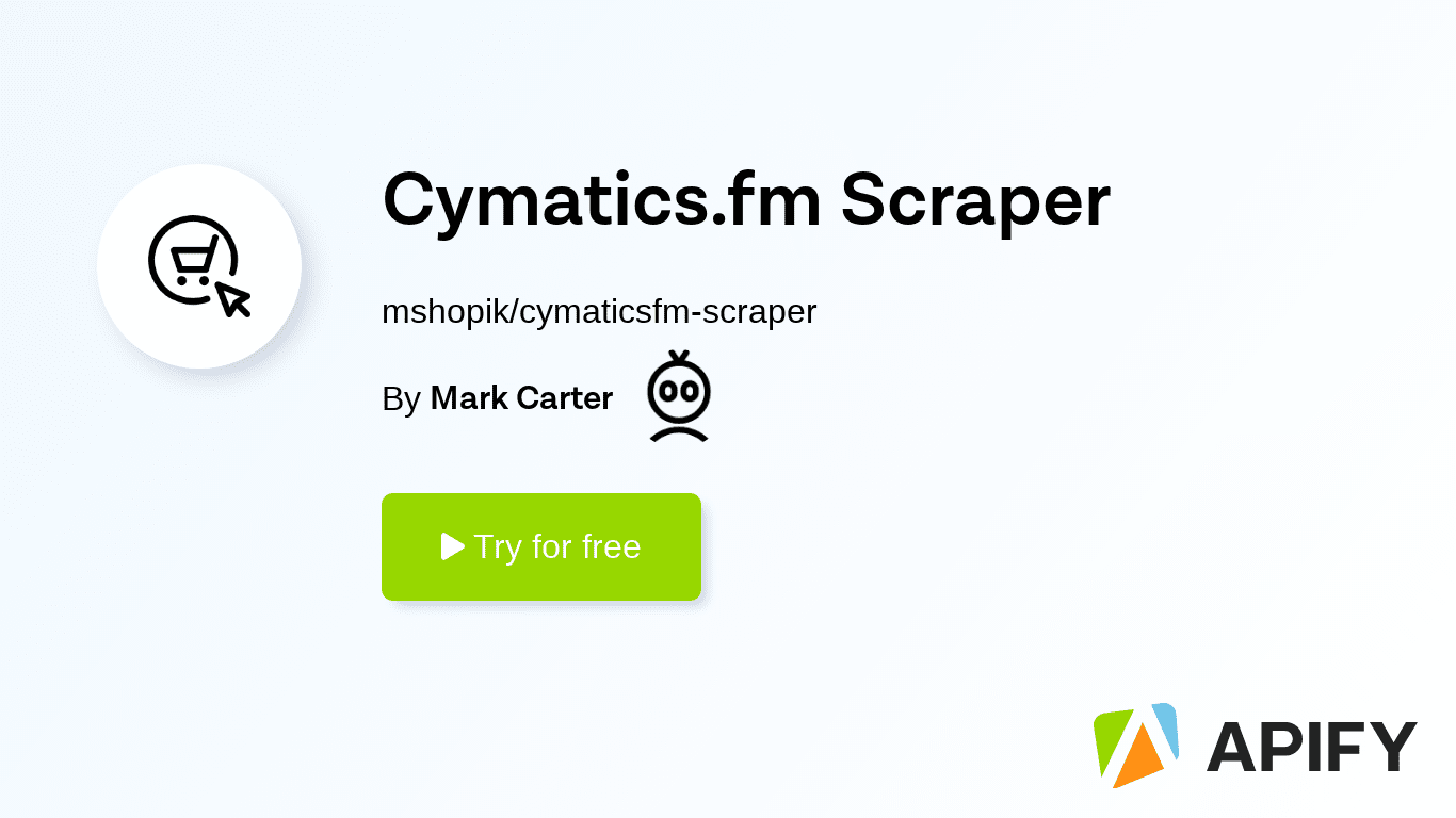 Cymatics.fm Scraper · Apify