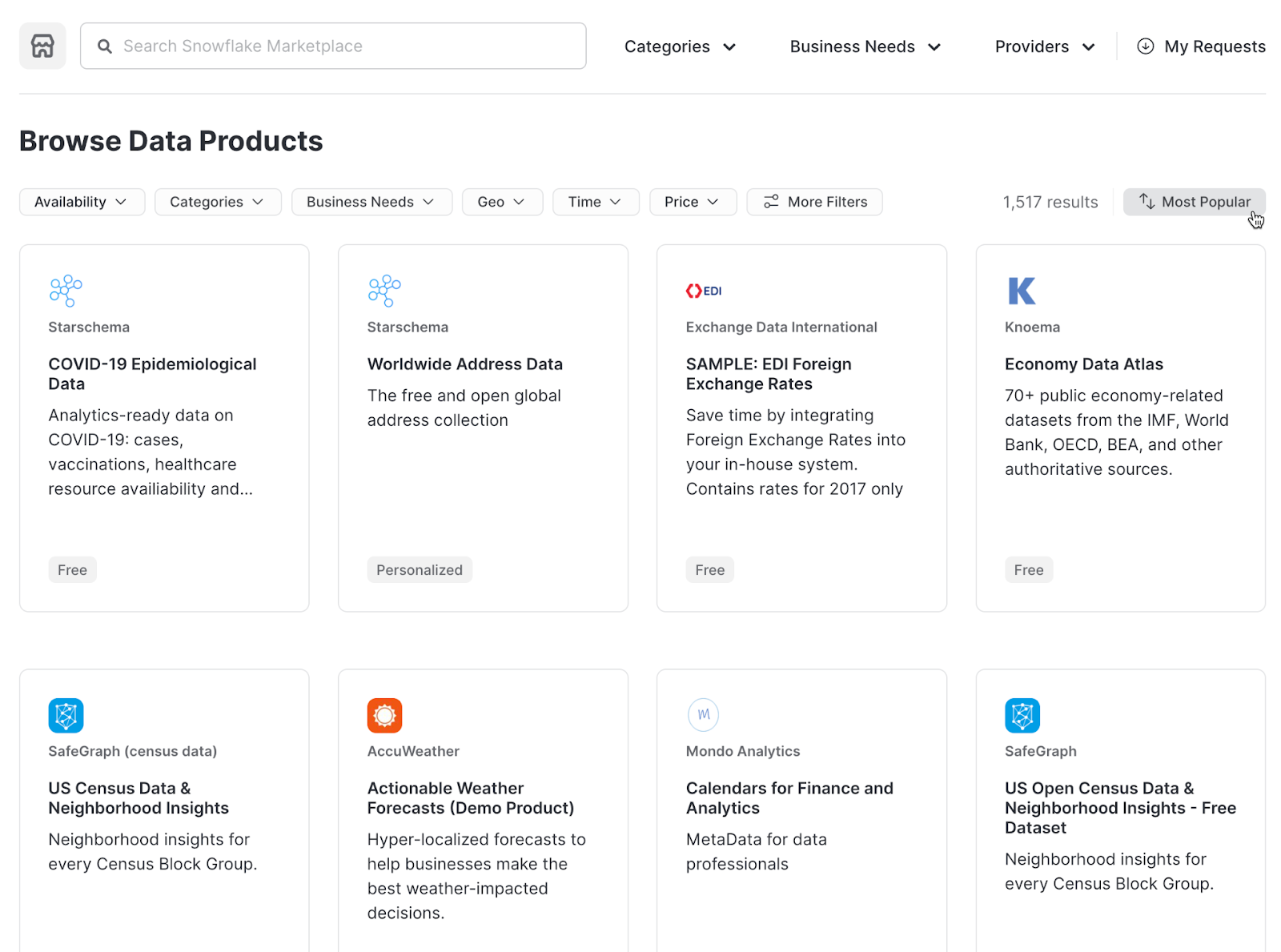 Snowflake MarketPlace Crawler/API · Apify