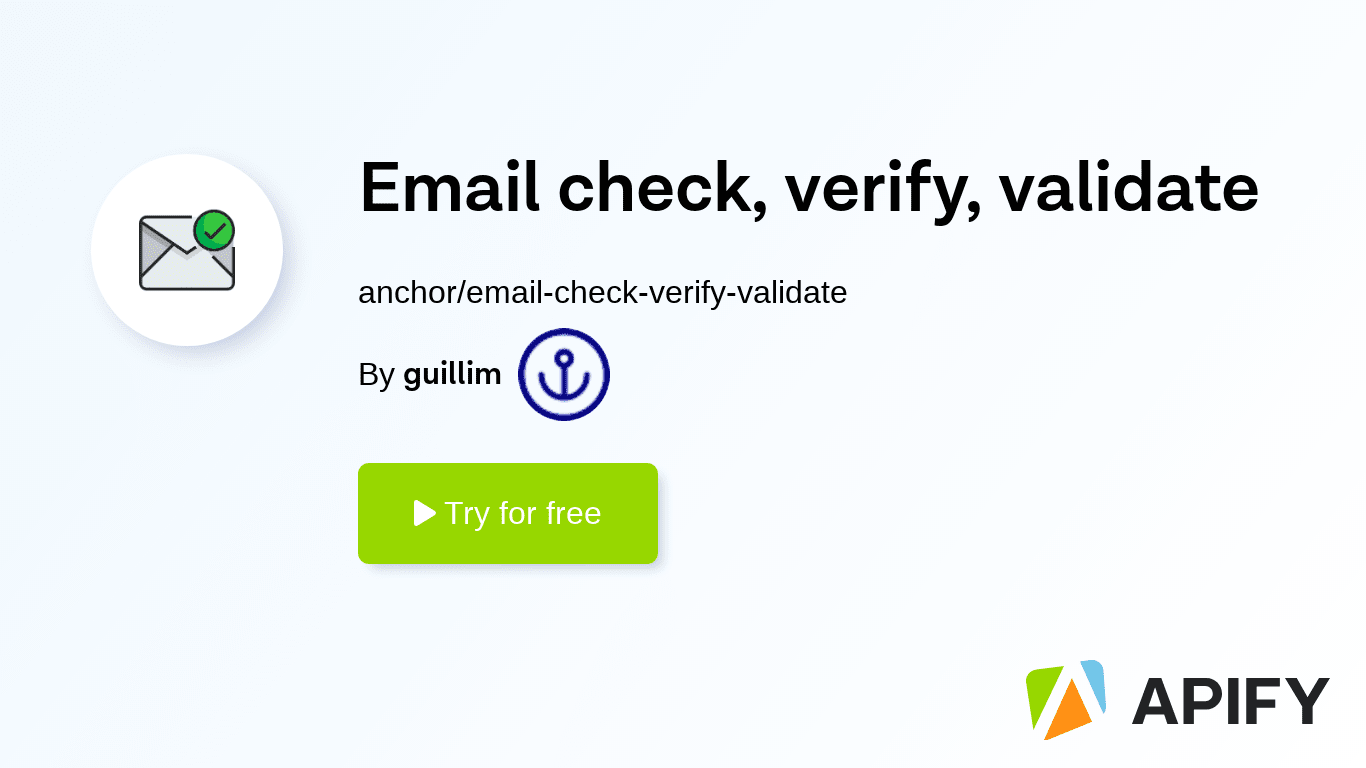 Email check, verify, validate · Apify