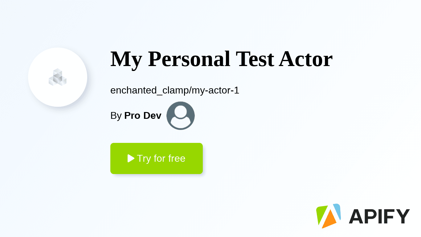 My Personal Test Actor Apify