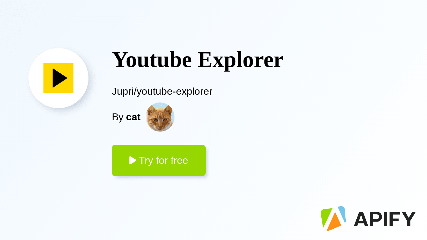 Youtube Scraper, Video, Channel, Shorts, Playlists, Comments · Apify